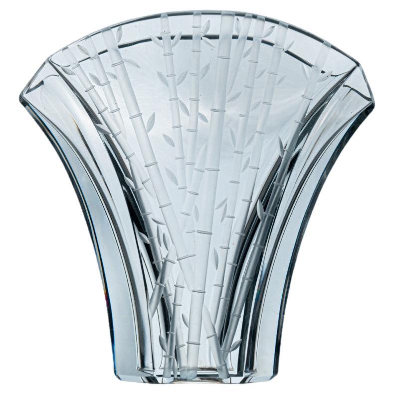 Baccarat Signed, Equise Large Ginkgo Bamboo Crystal Vase, France For ...