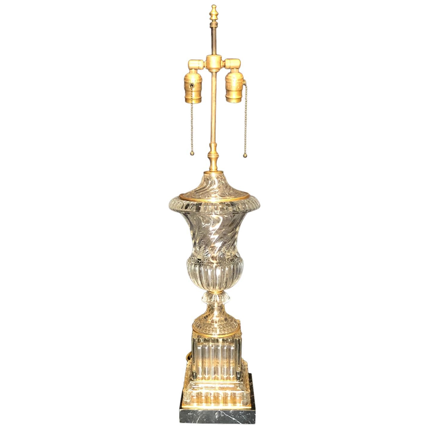 Trompe L'Oeil Travertine Urn Form Carved Wood Table Lamp For Sale at ...