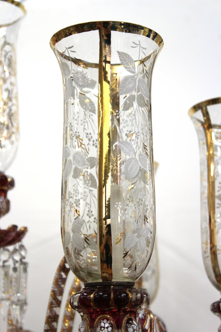 Baccarat Style Ruby and Gold Crystal Torchiere Lamps at 1stDibs