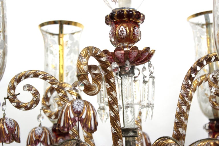 Baccarat Style Ruby and Gold Crystal Torchiere Lamps at 1stDibs