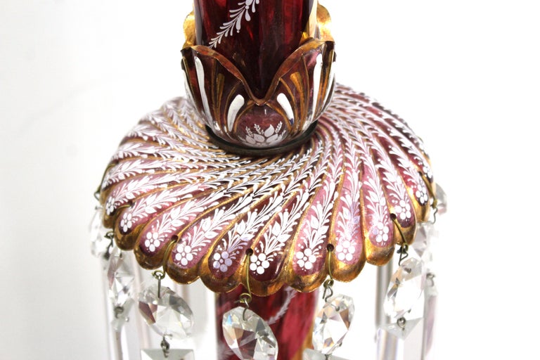 Baccarat Style Ruby and Gold Crystal Torchiere Lamps at 1stDibs