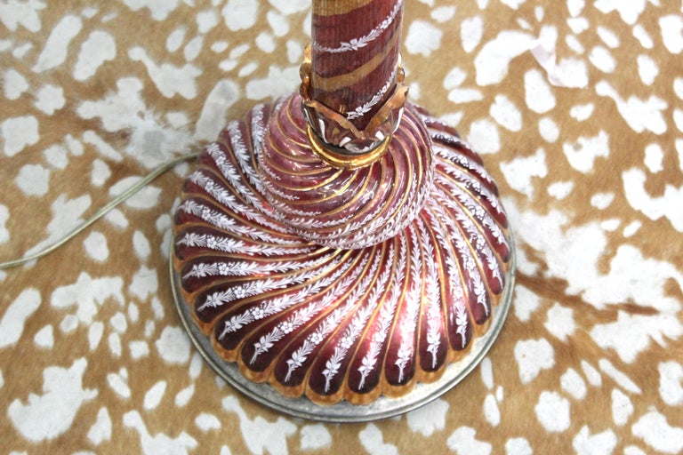 Baccarat Style Ruby and Gold Crystal Torchiere Lamps at 1stDibs
