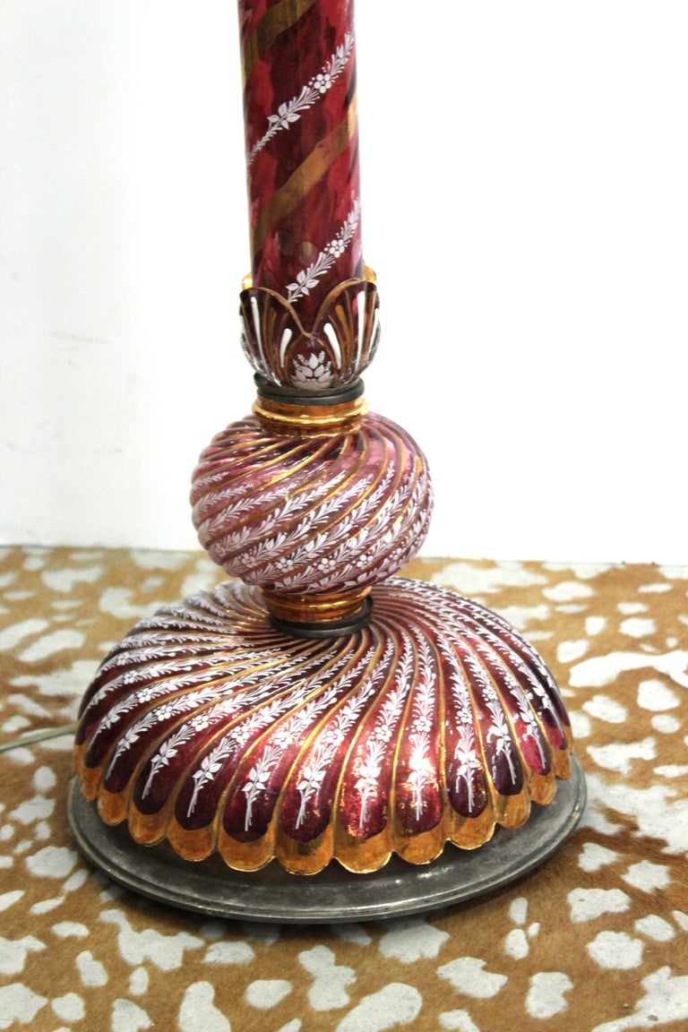 Baccarat Style Ruby and Gold Crystal Torchiere Lamps at 1stDibs