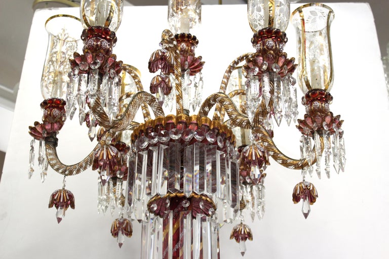Baccarat Style Ruby and Gold Crystal Torchiere Lamps at 1stDibs