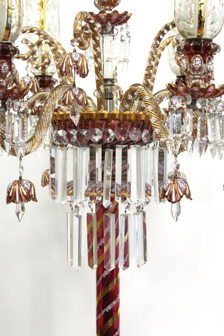 Baccarat Style Ruby and Gold Crystal Torchiere Lamps at 1stDibs
