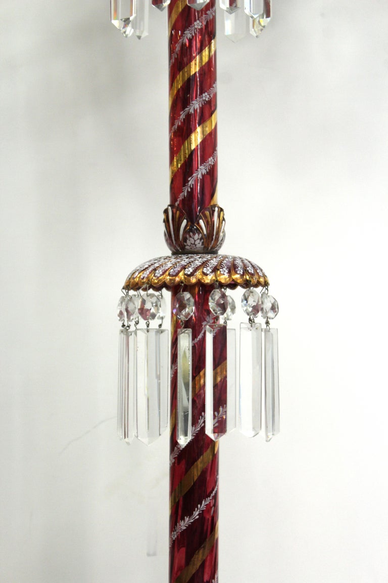 Baccarat Style Ruby and Gold Crystal Torchiere Lamps at 1stDibs