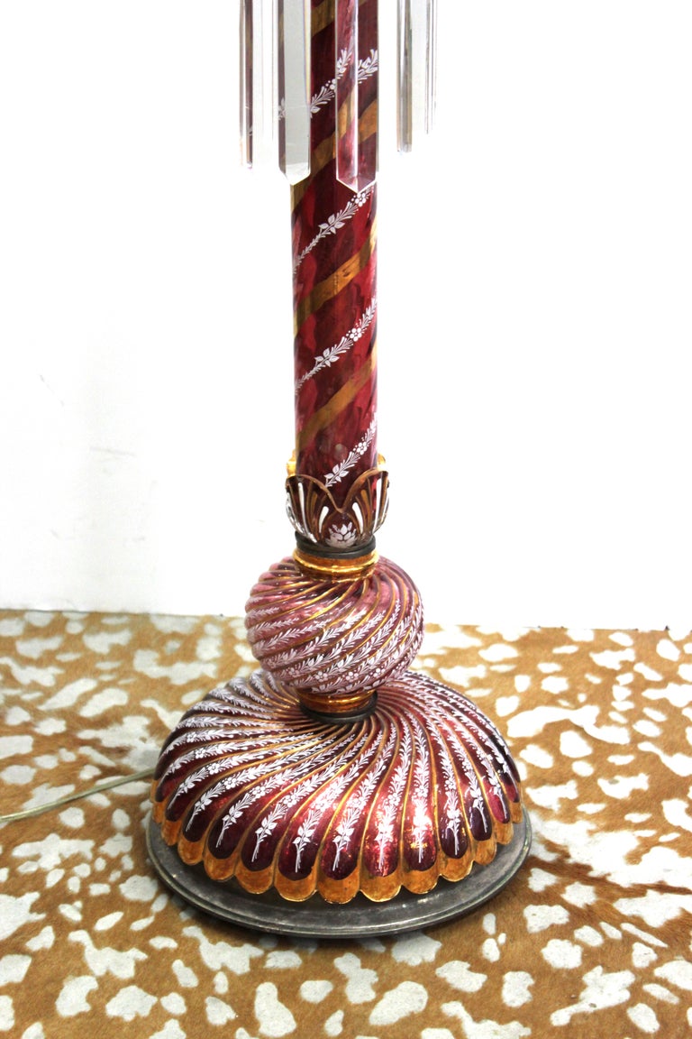 Baccarat Style Ruby and Gold Crystal Torchiere Lamps at 1stDibs