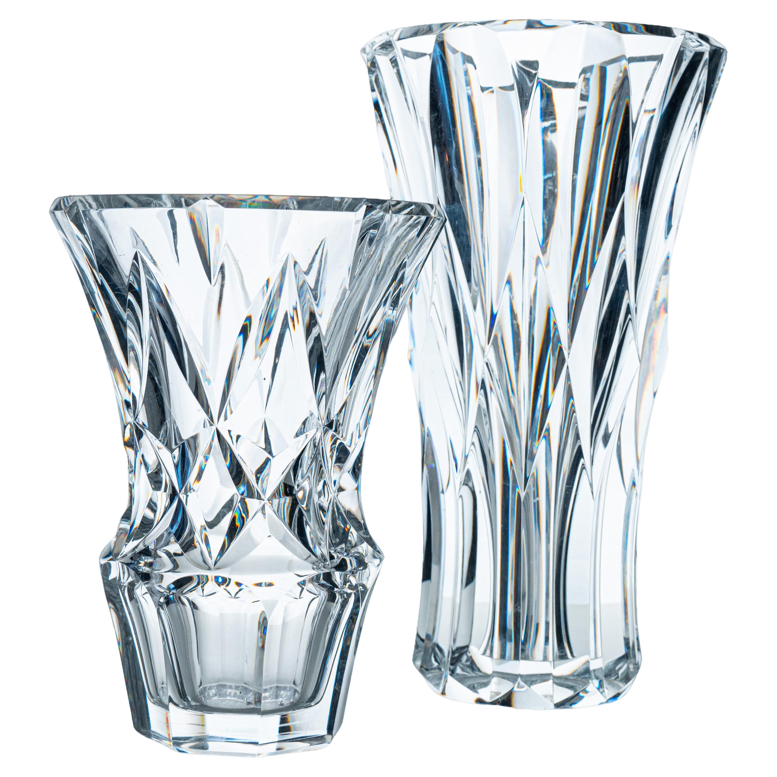 Baccarat Set of Structured Exquise Clear Crystal Vases, France, 1990 ...