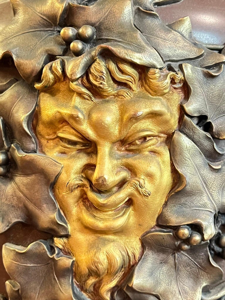 Bacchanalian Patinated and Gilt Bronze Vase For Sale at 1stDibs