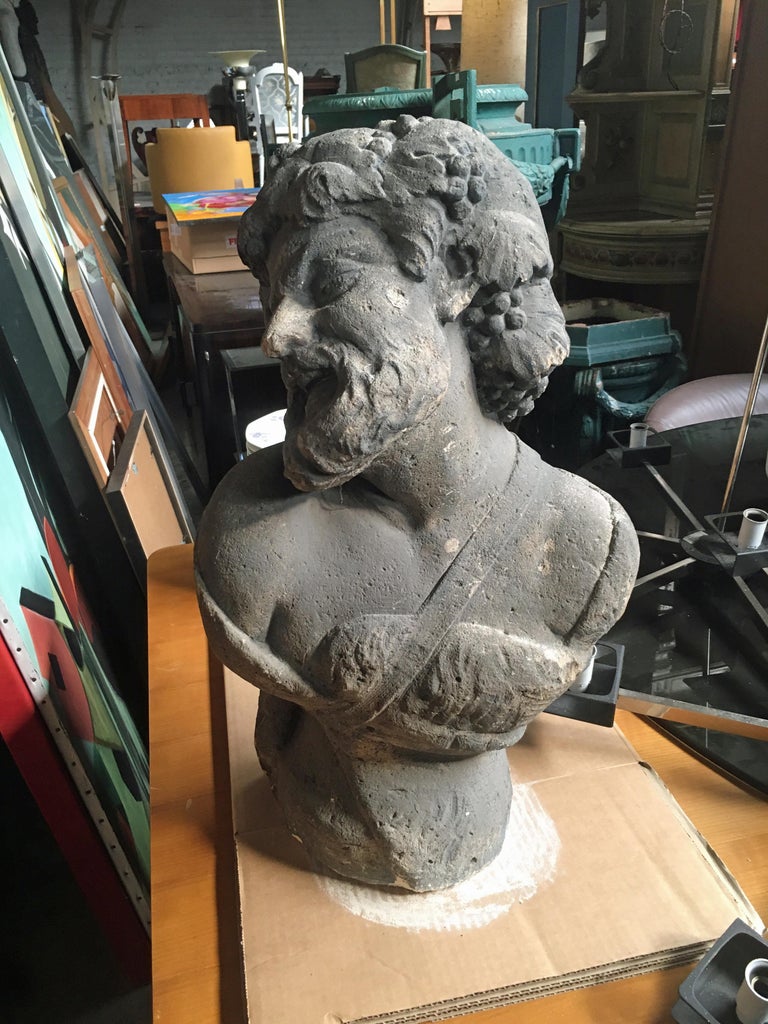 Bacchus Bust in Stone, circa 1930 For Sale at 1stDibs