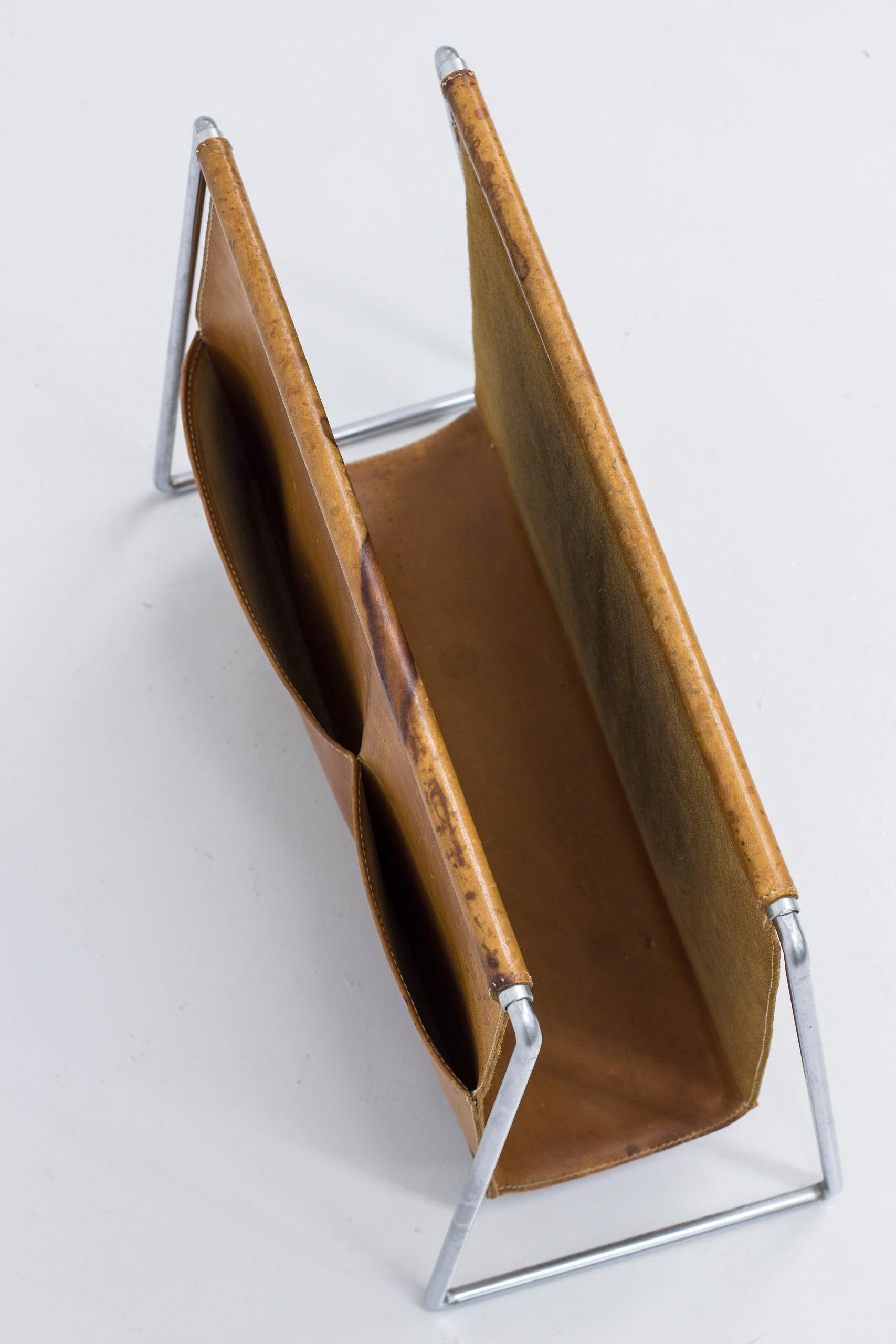 "Bachelor" Magazine Holder in Cognac Leather by Verner Panton, Fritz ...