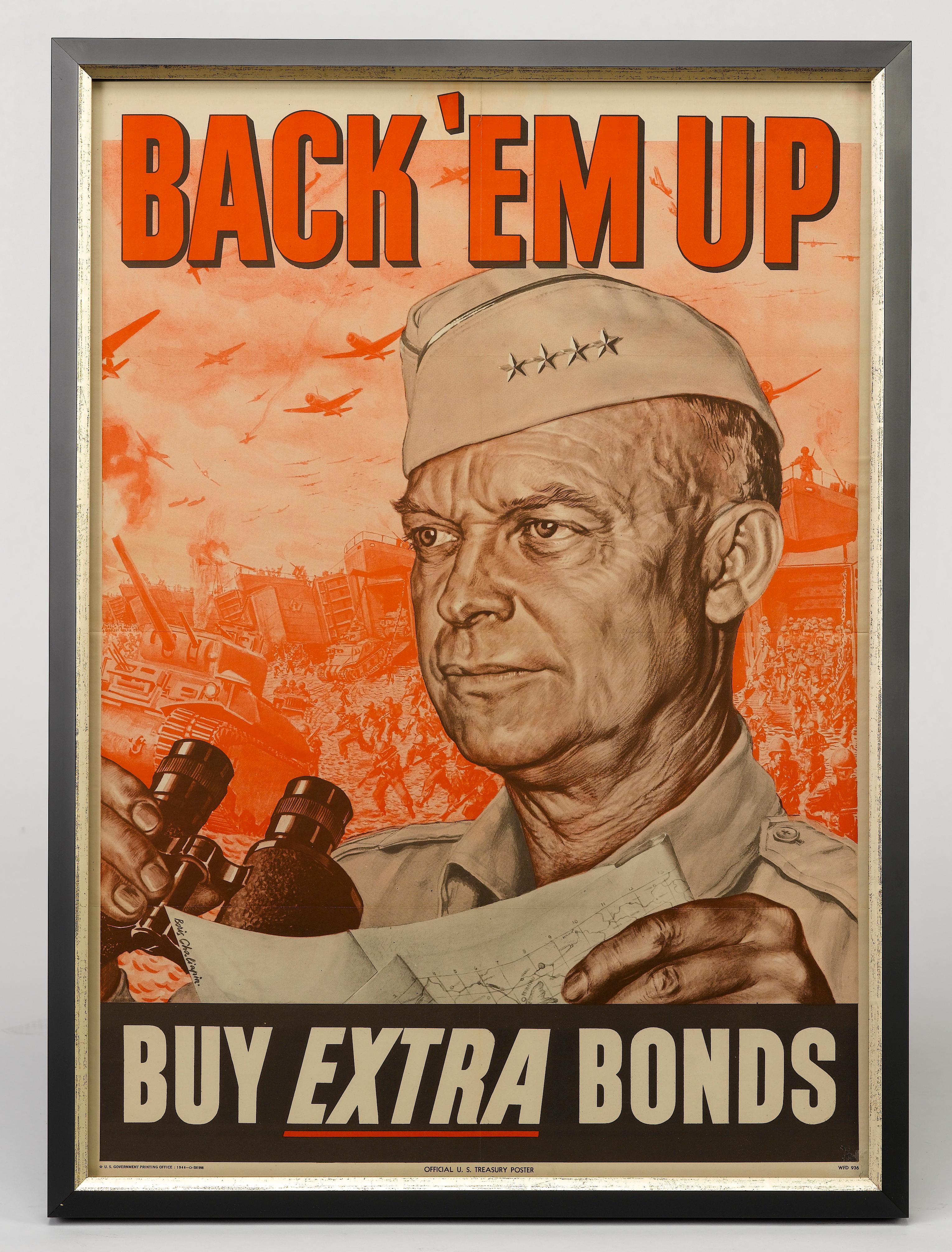 Back 'Em Up, General Dwight D. Eisenhower War Bond Patriotic Poster ...