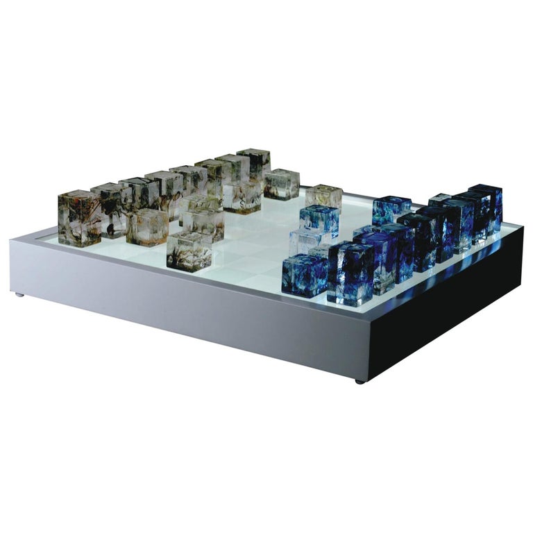 Back Light Chess Board with Cubic Colourful Chess Pieces For Sale at ...