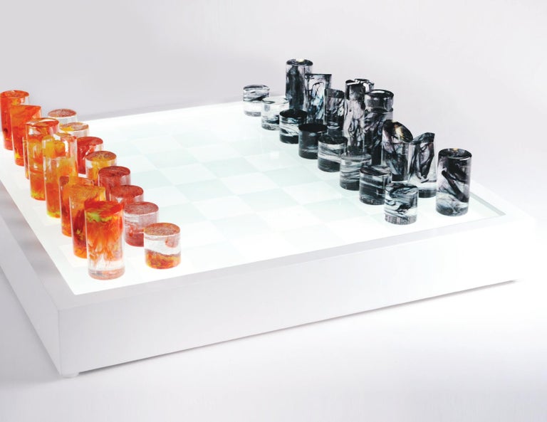 Back Light Chess Board with Cylindrical Colorful Chess Pieces For Sale ...