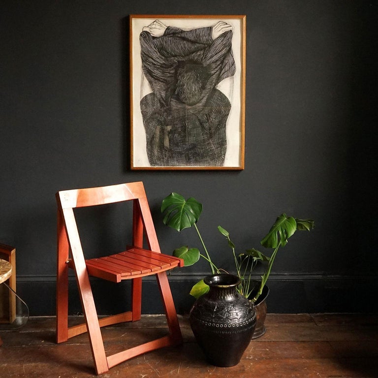 'Back To Front' Large Vintage Framed Original Charcoal Drawing By Sarah ...