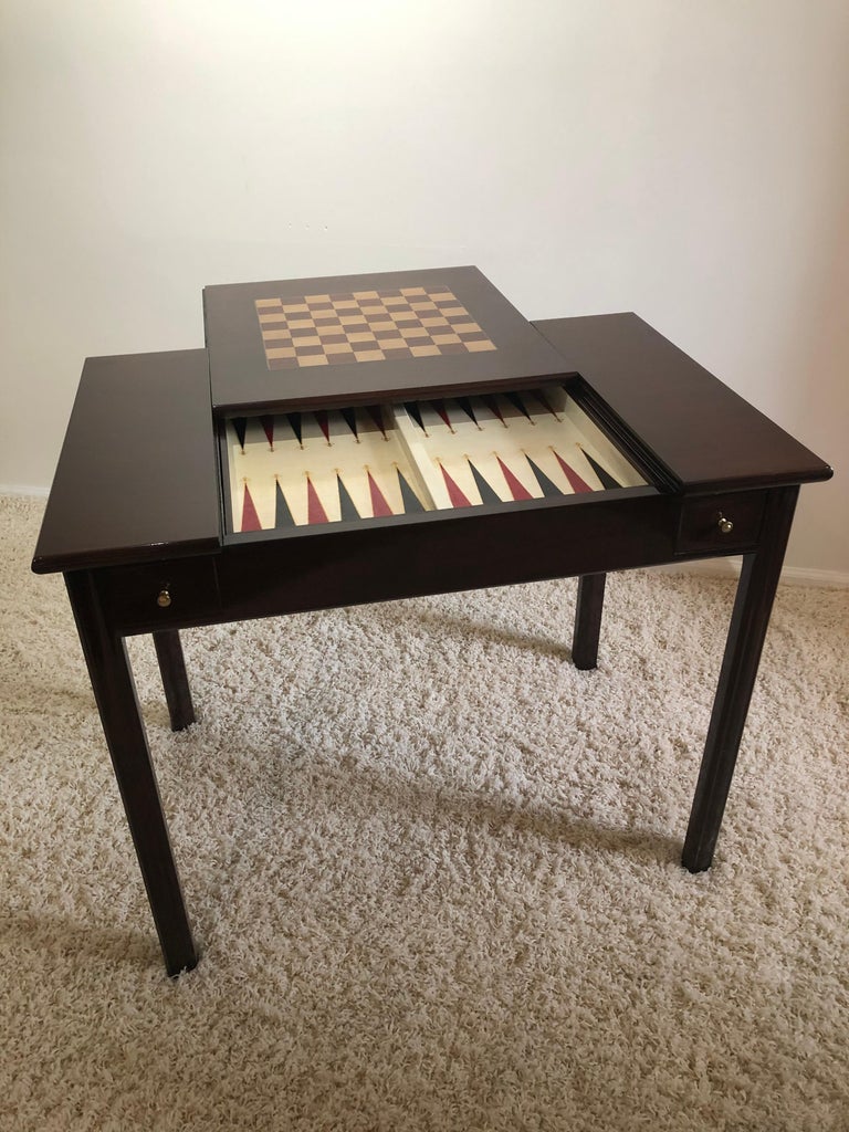 Backgammon Chess /Checkerboard Top Flip Top Game Table at 1stDibs