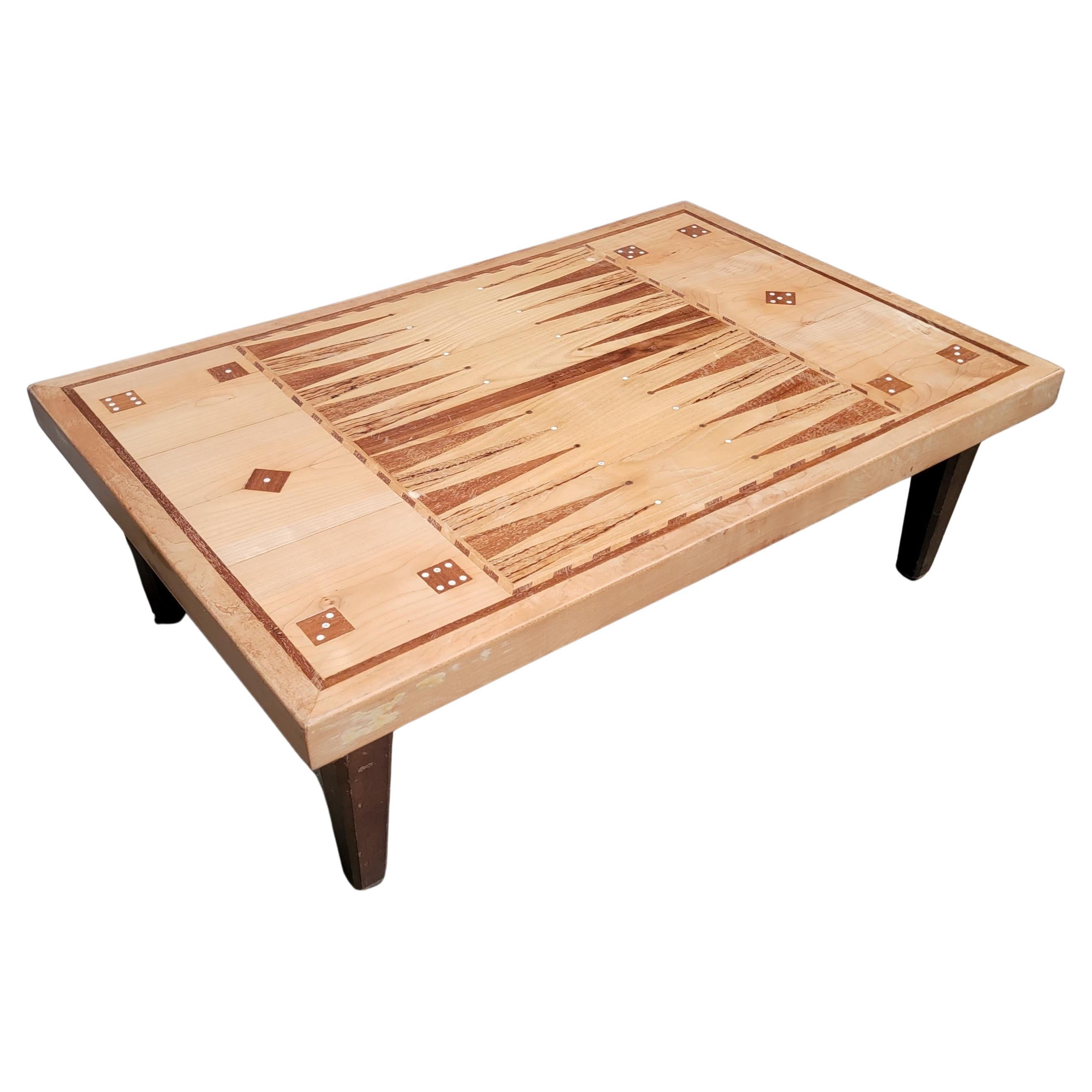 Backgammon Tray Table with Wood Inlay Detail For Sale at 1stDibs