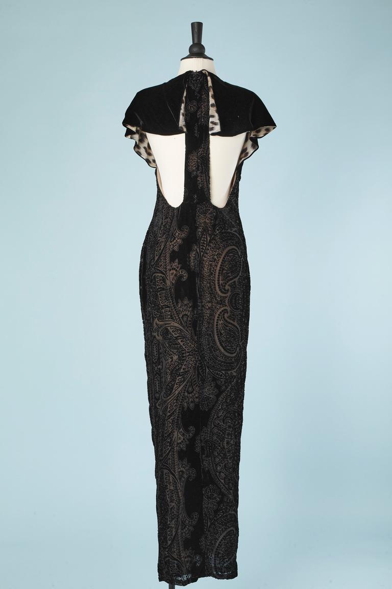 Backless evening dress in velvet and dévoré paisley velvet Roberto ...