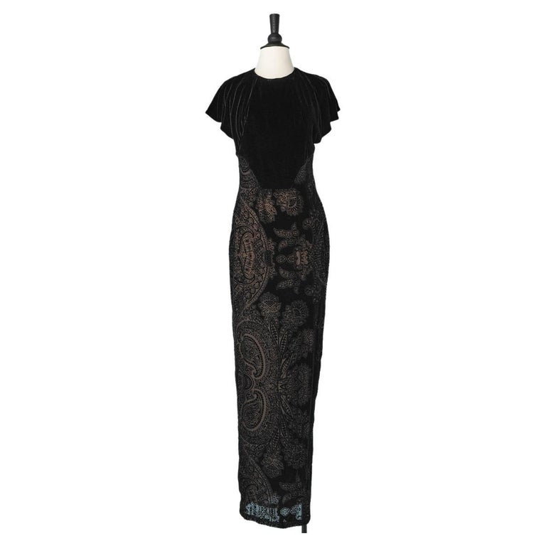 Backless evening dress in velvet and dévoré paisley velvet Roberto ...