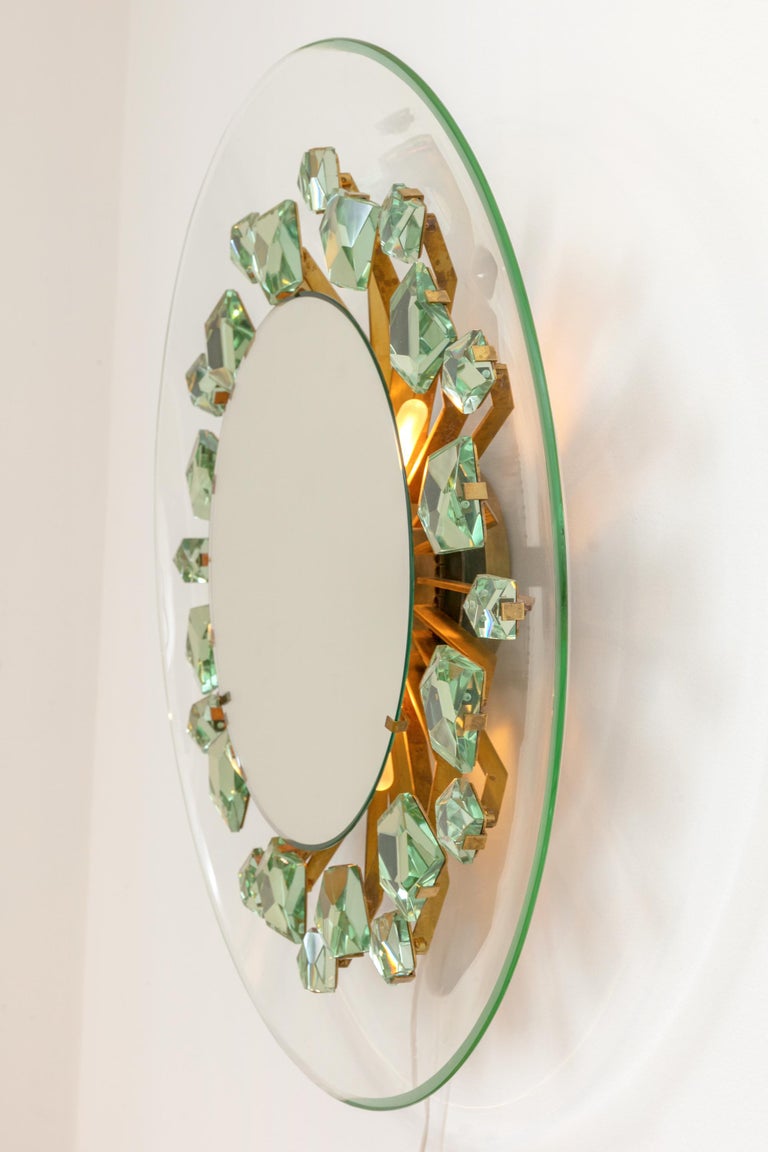 Backlit Chisel Cut Glass Mirror Attributed to Max Ingrand for Fontana ...