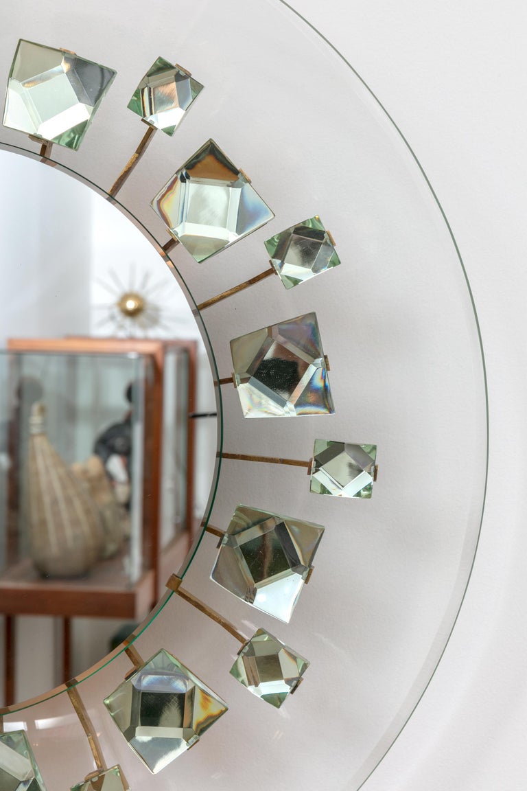 Backlit Chisel Cut Glass Mirror Attributed to Max Ingrand for Fontana ...