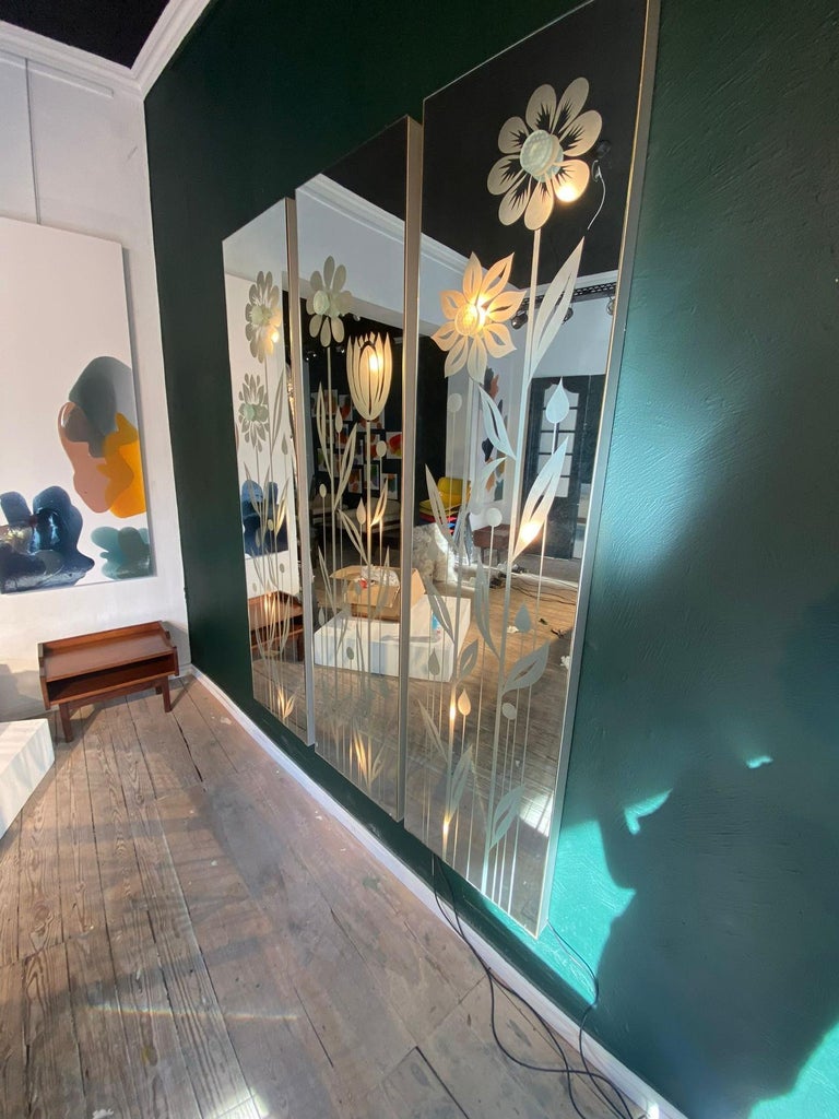 Backlit mirrored panels with coat hangers For Sale at 1stDibs