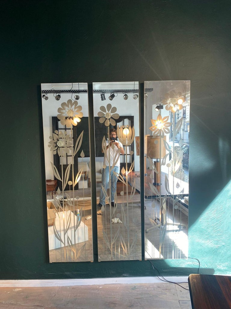 Backlit mirrored panels with coat hangers For Sale at 1stDibs