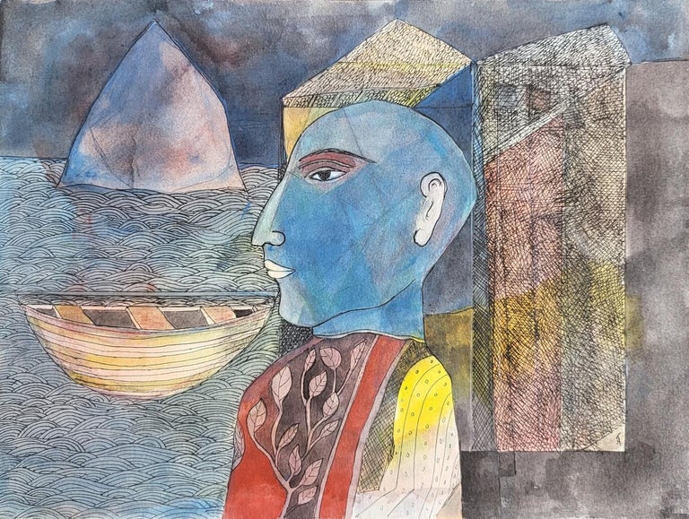 Badri Narayan - Scholar from an Eastern Land, Watercolour, Color Pencil ...