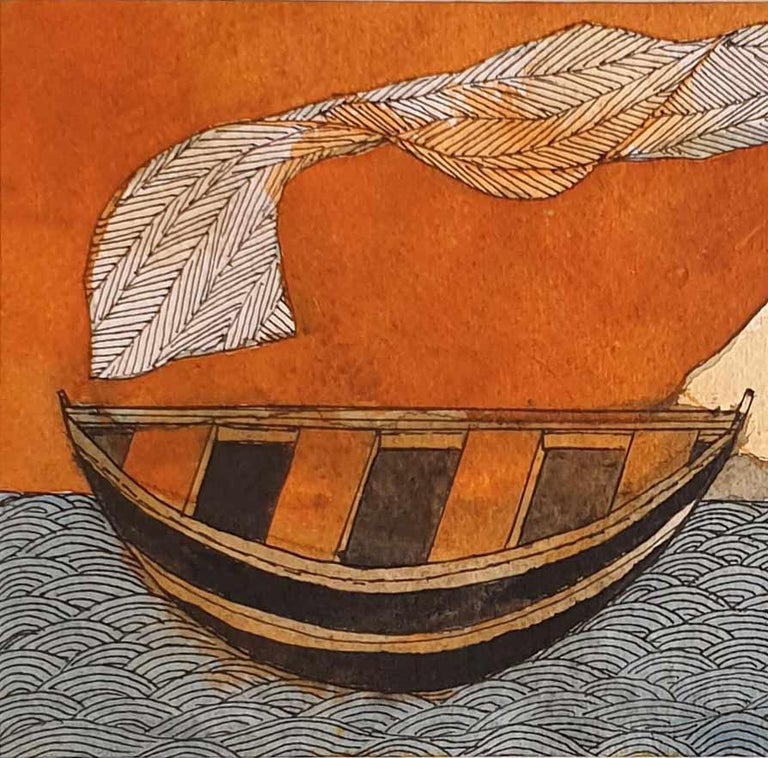 Badri Narayan - The Celestial Garment, Watercolor on paper, Grey, Red ...