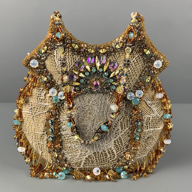 BAGTERIA Moss Silver Beaded Lace Evening Limited Edition Handbag For ...