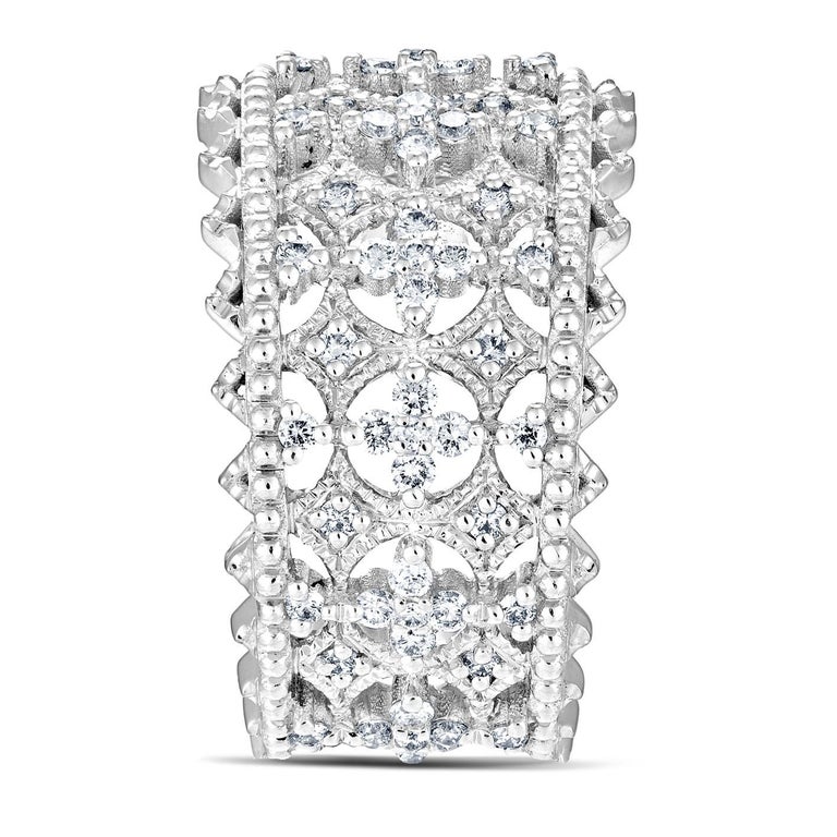 Customizable 18k White Gold Lace Design Band Ring set with 1.1 Carats ...