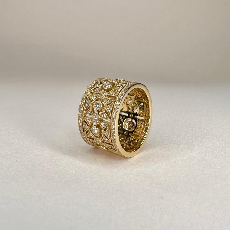 Customizable Bague Bandeau En or Jaune 18 Carats Et Diamants 1,10 ...