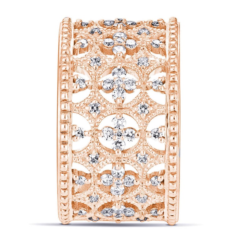 Customizable 18k Rose Gold Lace Band Ring set with 0, 80 Carats of ...