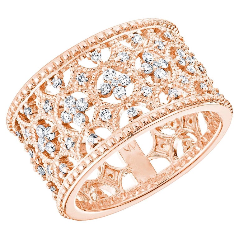 Customizable 18k Rose Gold Lace Band Ring set with 0, 80 Carats of ...