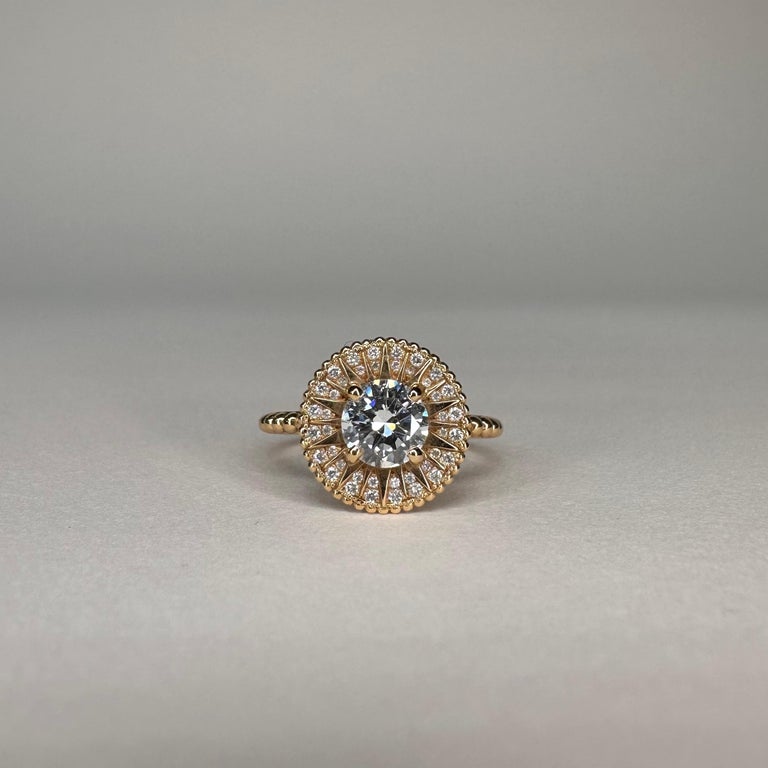 Customizable 18k Rose Gold Roi Soleil ring 0.7 Ct Diamond Ring set with ...
