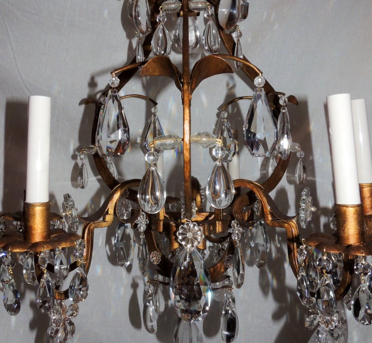 Baguès Gold Gilt Rock Crystal Chandelier Mid-Century Modern Light ...