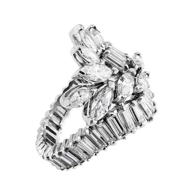 Baguette and Marquise Diamond Ring For Sale at 1stDibs