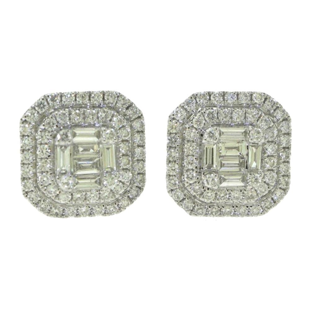 Diamond-Paved in White Gold Optical Illusion Diamond Halo Stud Earrings ...
