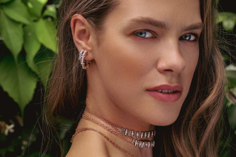 Baguette Jewellery 14K Rose Gold Carla Hoops with Diamonds and Ruby ...