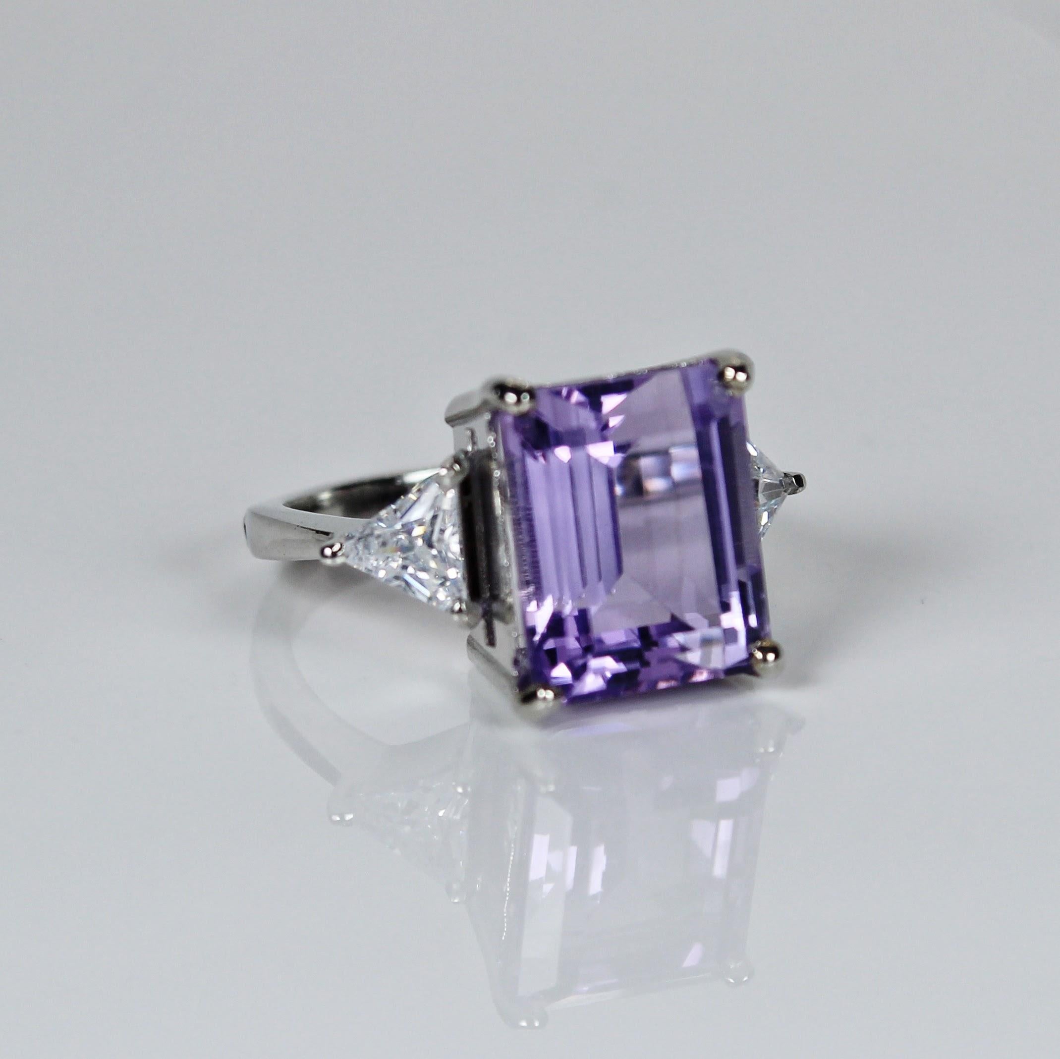 Baguette Cut Amethyst Gemstone Ring at 1stDibs | baguette cut amethyst ring