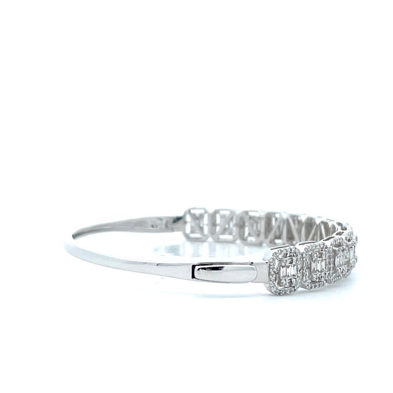 Baguette Diamond Shield Cluster Bangle in 14k Solid Gold For Sale at ...