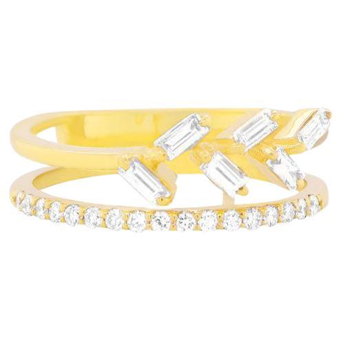 Yellow Gold Modern Solitaire Diamond Open Cuff Ring at 1stDibs | open ...