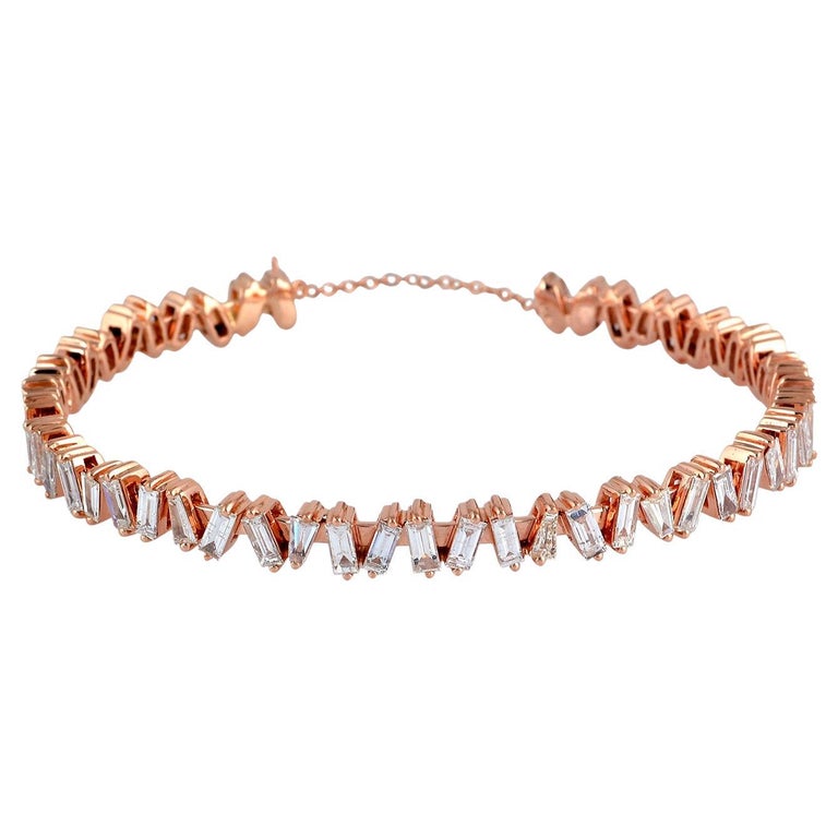 Baguette Diamonds Bracelet in 18k Rose Gold For Sale at 1stDibs
