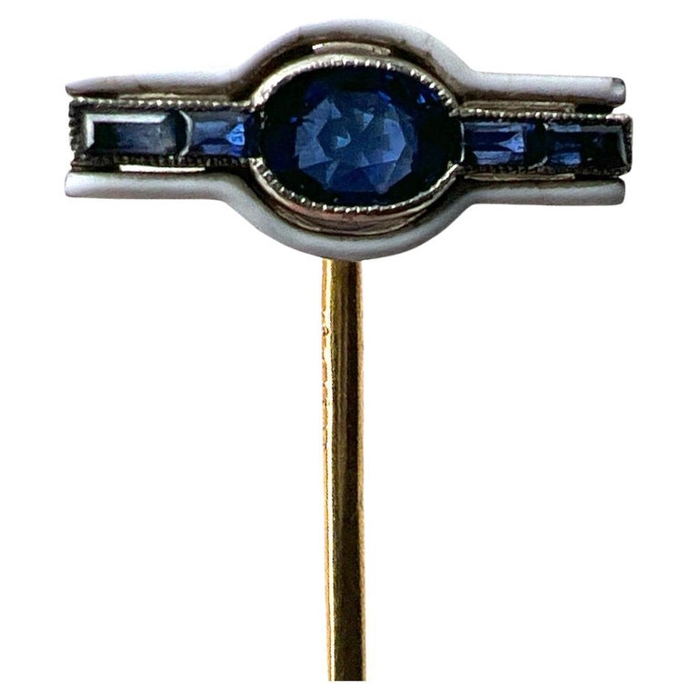 Bailey Banks and Biddle Platinum Yellow Gold Enamel Sapphire Stick Pin ...