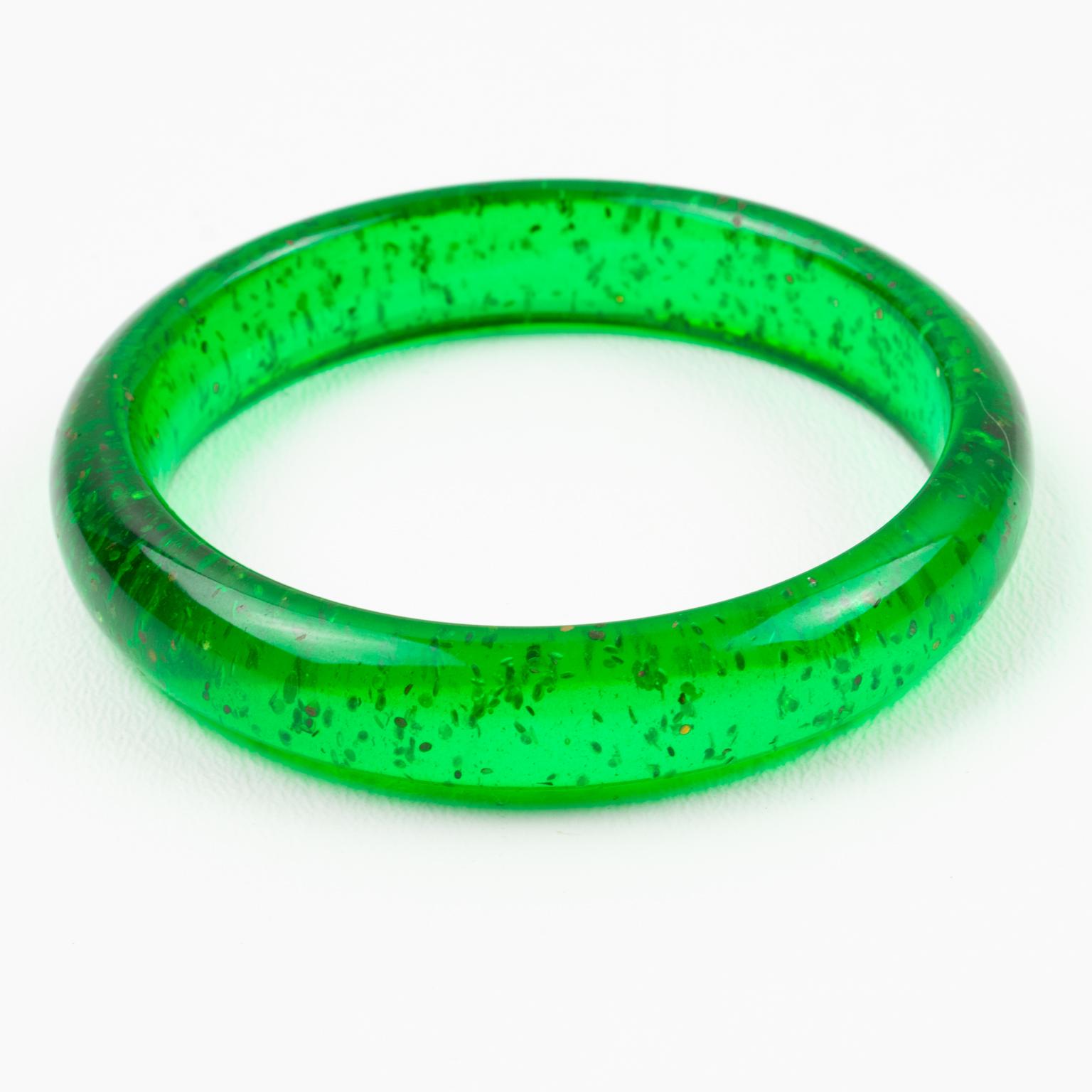 Bakelite Bangle Bracelet Prystal Emerald Green with Gold Flakes ...