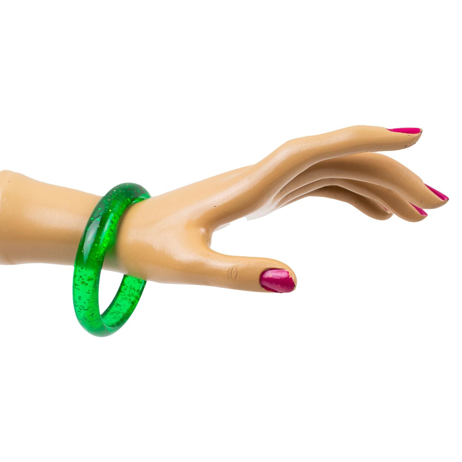 Bakelite Bangle Bracelet Prystal Emerald Green with Gold Flakes ...