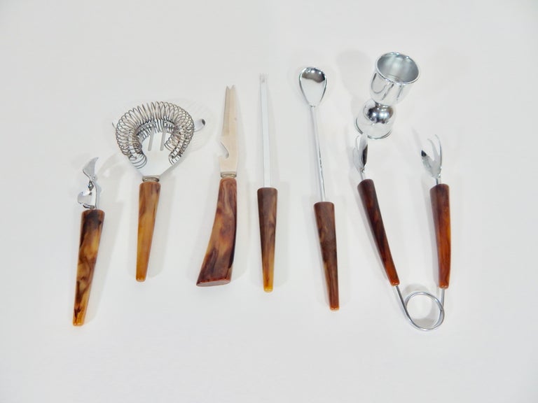 Bakelite Bar Utensil Set of 7 Piece, 1950s at 1stDibs | bakelite bar set