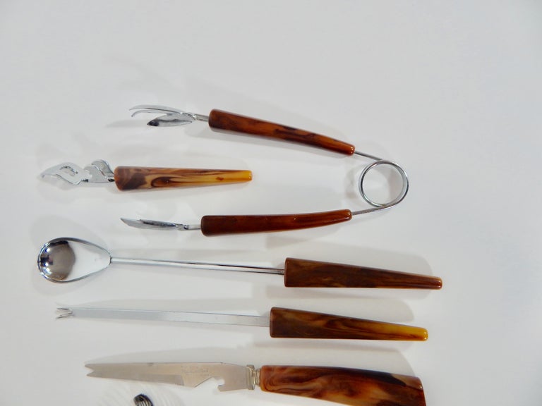 Bakelite Bar Utensil Set of 7 Piece, 1950s at 1stDibs | bakelite bar set