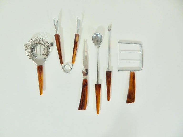 Bakelite Barware Utensil Set of 6 at 1stDibs