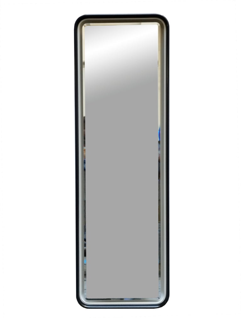 Bakelite Black Backlit Wall Mirror, Italy 1970s For Sale at 1stDibs